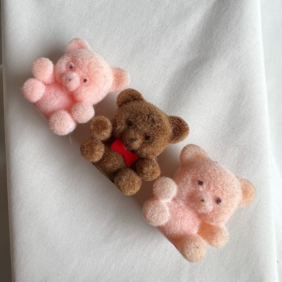 Other | Vintage Retro Fuzzy Minature Teddy Bears Made In Taiwan Set Of ...